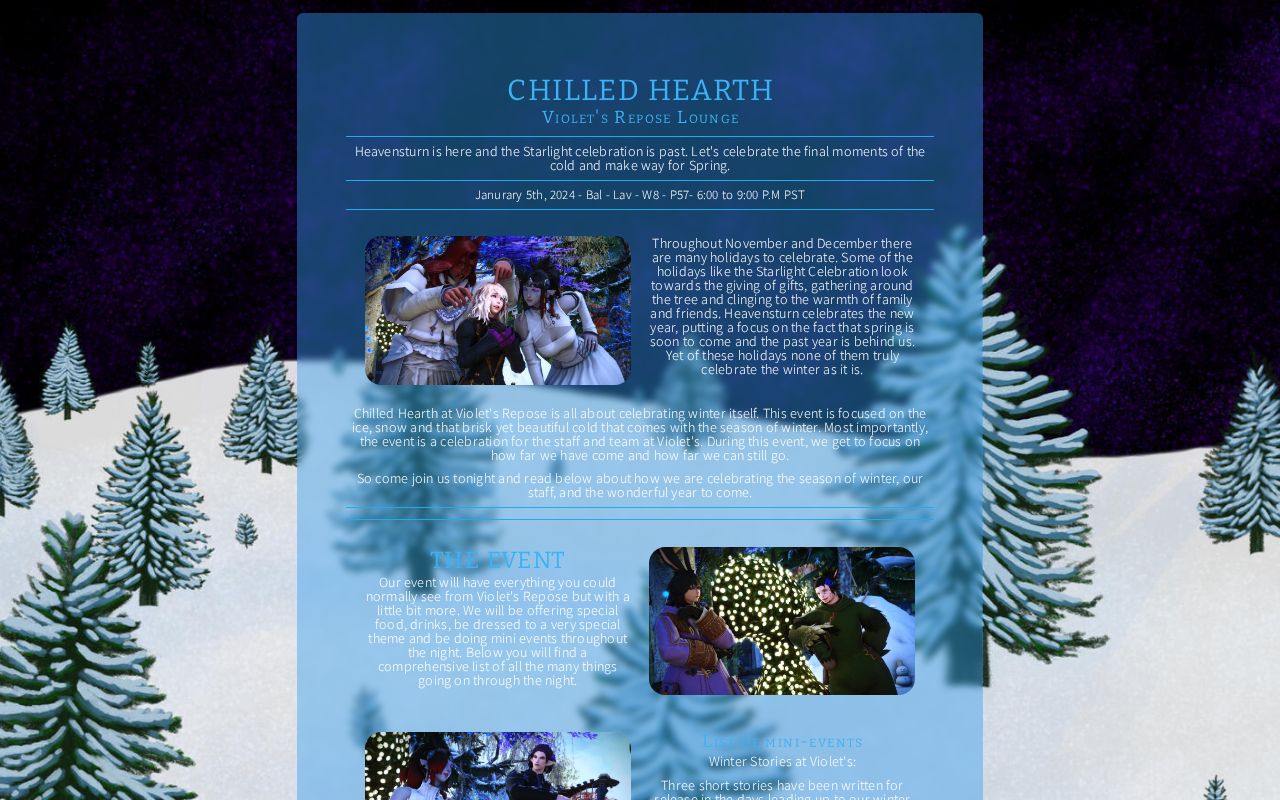 Chilled hearth at Violet's Repose.